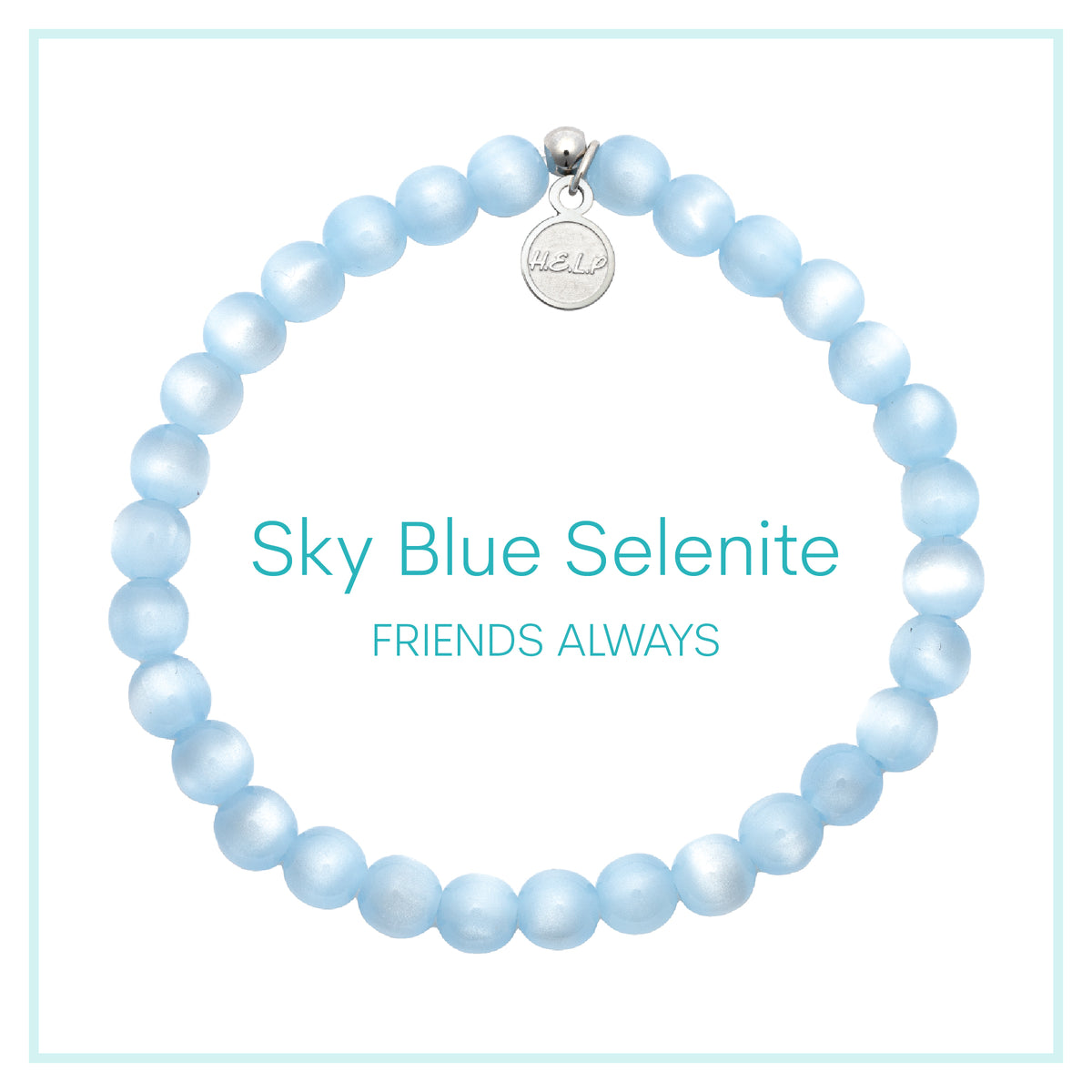 Blue Selenite Beaded Charity Charm Bracelet Collection – HELP by TJ