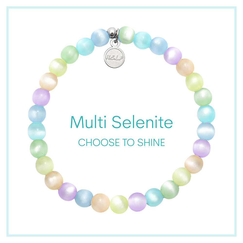 Multi Selenite Beaded Charity Charm Bracelet Collection – HELP by TJ